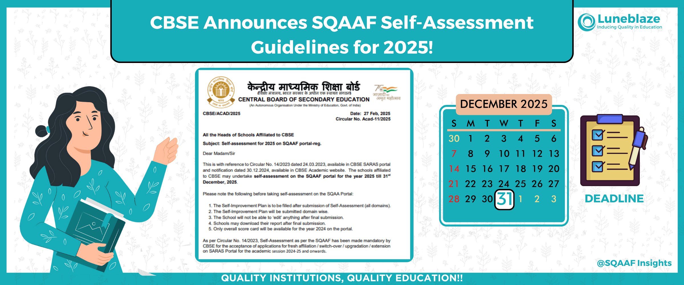 CBSE Announces SQAAF Self-Assessment Guidelines for 2025!